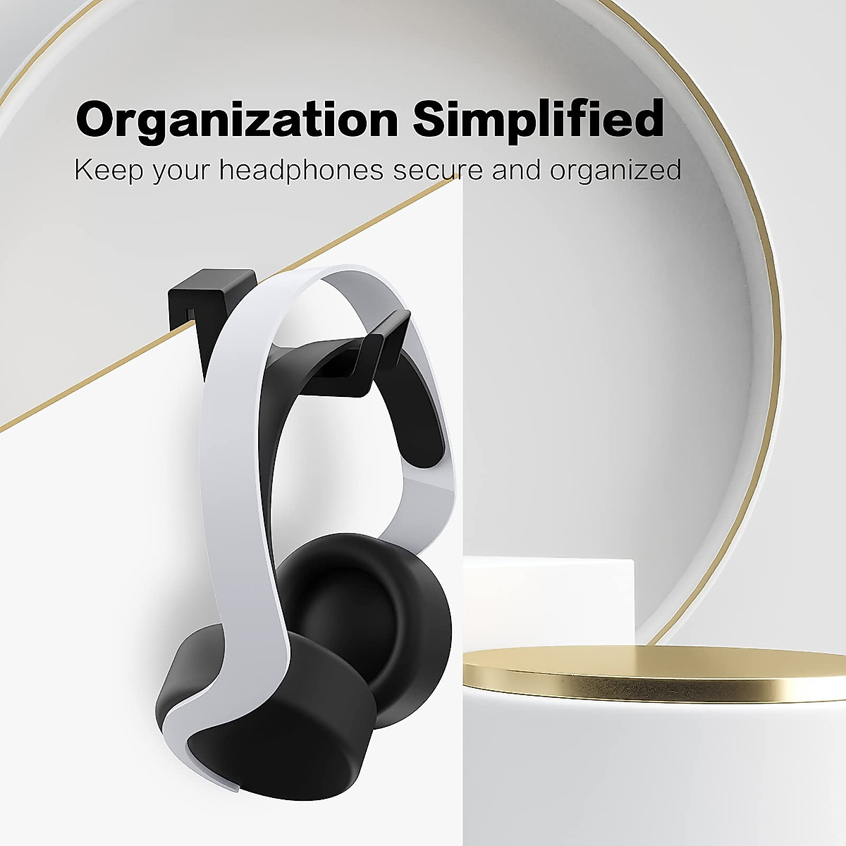 NexiGo PS5 Headphone Holder, [Minimalist Design] Mini Headphone Hanger with Supporting Bar, for Sony PlayStation 5 Gaming Headset, Black