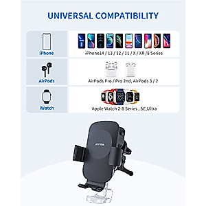 JOYVEVA 3 in 1 Wireless Car Charger for iPhone/Apple Watch/AirPods, Auto-Clamping Car Charging Mount, Car Phone Holder Charger for iPhone14/13/12/11/X/8, Apple Watch 8/7/6/5/4/3/2/SE, AirPods Pro 2/2