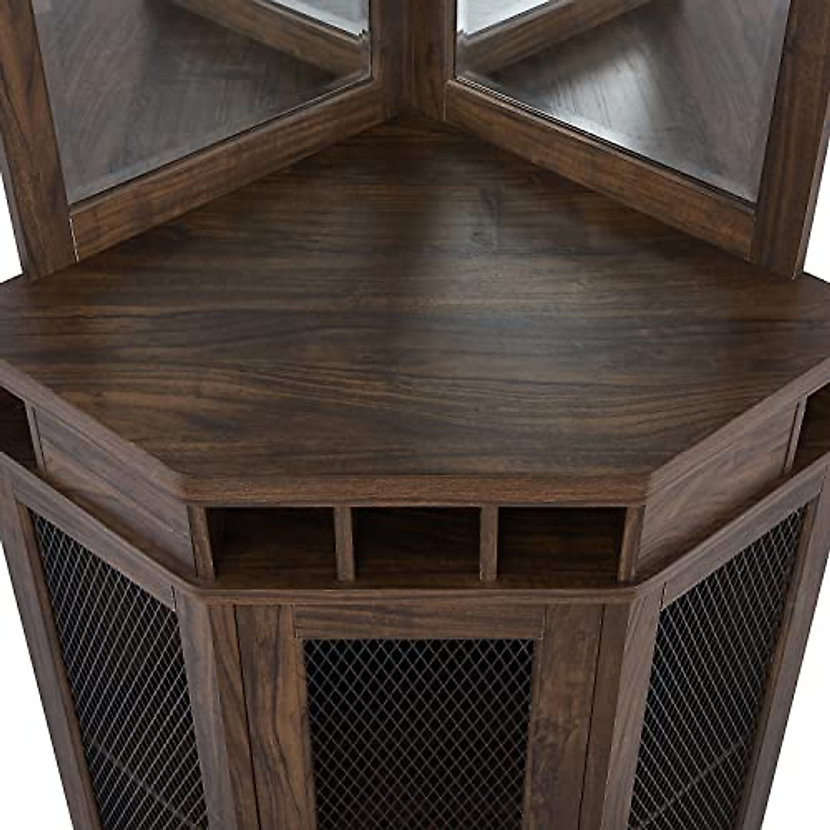 Home Source Oak Corner Bar Unit