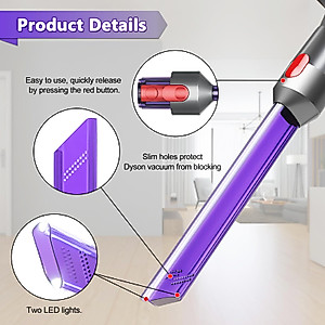 ilovelife Crevice Tool Nozzle Brush with Led Lights Quick Release for Dyson V7 V8 V10 V11 V15 Cordless Vacuum Cleaner Parts