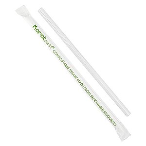 Karat Earth 7.75" Giant PLA Straws (7mm) Paper Wrapped - Clear (Case of 1200)