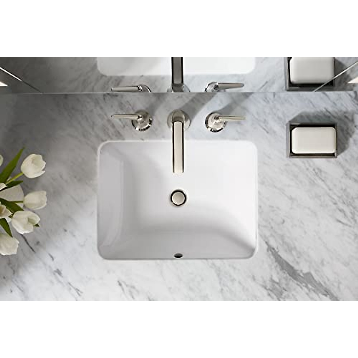 KOHLER 20000-0 Caxton Rectangle Undermount Bathroom Sink, 20-1/4" W x 15-11/16" L, White