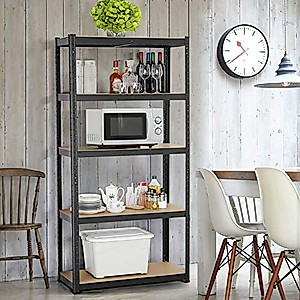 5 Tier Shelving for Garages and Sheds with MDF Boards 1929lb Load Capacity Racking Storage Shelving Unit Plug-in System Shelving Units for Storage Garage Shelving Units (59.1"x27.6"x11.8")