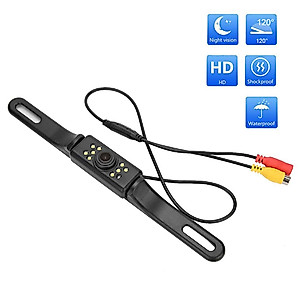 License Plate Camera, Waterproof Car 9LEDs License Plate Rear View Reverse Camera Wide Angle IP67 Waterproof Night Vison Reverse Backup Monitoring System