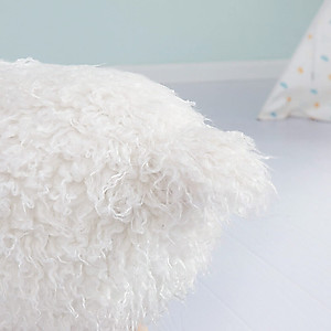 Rocking Horse for 1+ Year, Baby Rocking Horse for 1 Year Old,Wooden Cow/Yak Horse Rocking with Wicker Plush Fur for 2 Years Old(Bull Buffalo) (White Lamb)