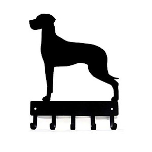 The Metal Peddler Great Dane (Natural Ears) - Key Holder & Dog Leash Hanger for Wall - Large 9 inch Wide - Made in USA; Gift for Dog Lovers