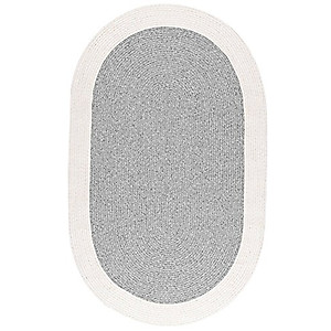 nuLOOM Delaine Braided Solid Border Indoor/Outdoor Area Rug, 5' x 8' Oval, Grey