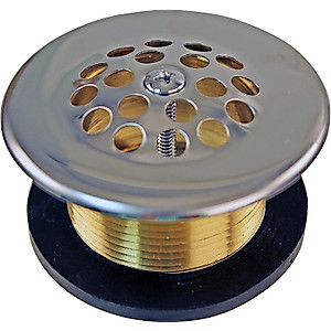 Westbrass A79220CP 14" 20 Gauge Brass Bath Waste and Overflow Assembly with Trip Lever and Grid Drain Cover, Polished Chrome