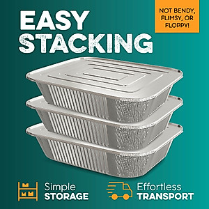 Aluminum Pans With Lids 9x13 [10 Sets] Aluminum Foil Pans Trays With Lids - Half Size Tin Foil Disposable Pans For Baking, Roasting, Cake Serving Dishes, Catering Supplies, Steam Table Chafing