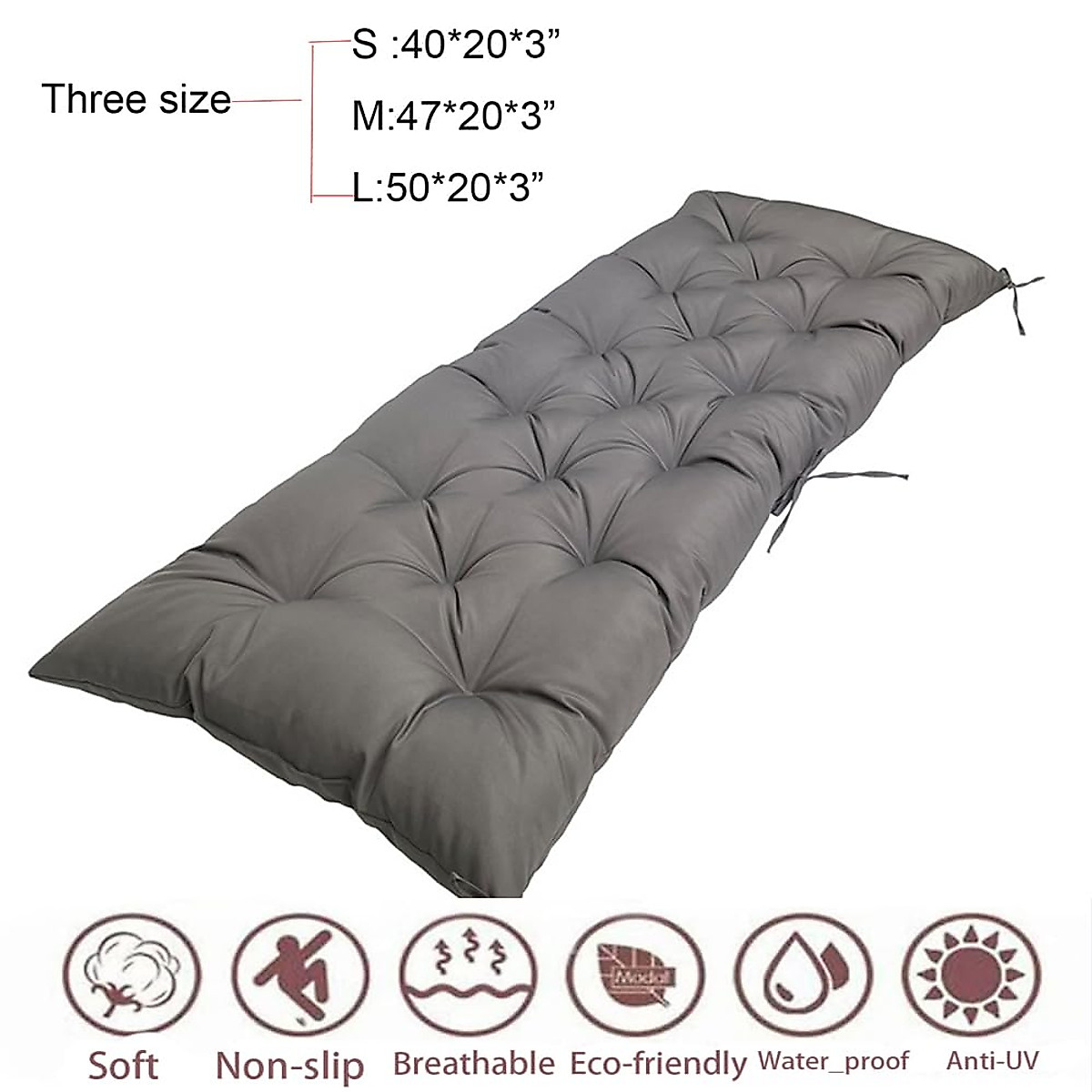 Eoieov Waterproof Bench Cushion for Outdoor Furniture Garden Patio Loveseat Lounger Swing Chair,40"x20" Thicken Bench Cushions for Indoor Furniture Sofa Window Cushion Navy Blue