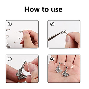 Post Earrings for Jewelry Making 18 Pcs Ball(3/4/5mm) Post Earring Stud with Closed Loop 22 Pcs Butterfly Earrings Replacements for DIY Jewelry Making Findings