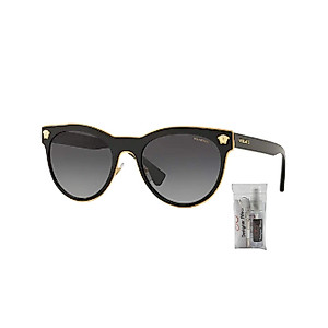 Versace VE2198 MEDUSA CHARM Round 1002T3 54M Black/Grey Gradient Polarized Sunglasses For Women+ BUNDLE With Designer iWear Eyewear Kit