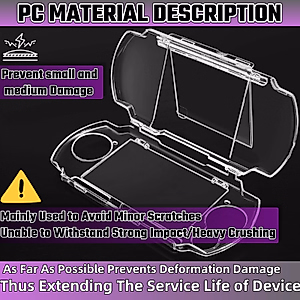 Clear Hard Case for PSP - Full Cover Protector with Clear Display Movie Bracket, Shock/Scratch Resistant (for PSP 2000/3000 Series)