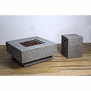 Propane Tank Cover Square For Outdoor Firepit, Backyard Hideaway Side Table, Security hold 20lbs Tank (Grey (travertine finish))