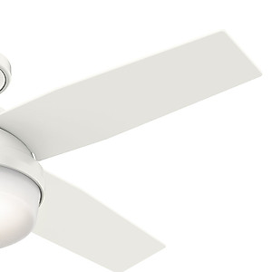 Hunter Fan 44 Inch Fresh White Ceiling Fan with Light and Remote Control, Indoor Ceiling Fan with 4 Blades for Bedroom, Living Room, Office, Basement, Kitchen, Dining Room (Renewed)