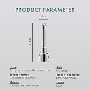 MANMOON Swivel Faucet Aerator with 3 Spray Modes & 360° Rotation, Water-Saving Sink Sprayer Attachment for Kitchen/Bathroom, Chrome-Plated Nozzle (Easy Install, Anti-Splash,Three-stage,Medium)