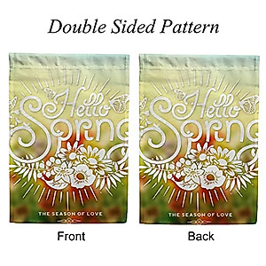 My Little Nest Seasonal Garden Flag Hello Spring Vertical Garden Flags Double Sided for Home Farmhouse Yard Holiday Flag Outdoor Decoration Banner 12"x18"