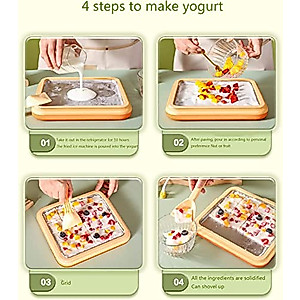 便利100 Electric Ice Cream Maker,Frozen Yogurt Maker, Ice Cream Roll Maker with Cold Ice Cream Plate 4 Scrapers Ideal for Fruit Soft Serve Ice Cream Sorbet Slushies Frozen Yogurt Gelato Rolled,Green