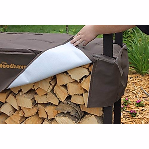 Woodhaven Brown 5 Foot 1/4 Cord Plus - Heavy Duty Indoor Outdoor Firewood Storage Log Rack And Optional Seasoning Cover - Metal Firewood Rack - Made in the USA (Cover)