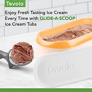 Tovolo Glide-A-Scoop Ice Cream Tub, 1.5 Quart, Insulated, Airtight Reusable Container With Non-Slip Base, Stackable on Freezer Shelves, BPA-Free, Orange Crush