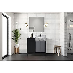 Lexora Home Zilara 36" Single Marble Top Bathroom Vanity with Chrome Faucet