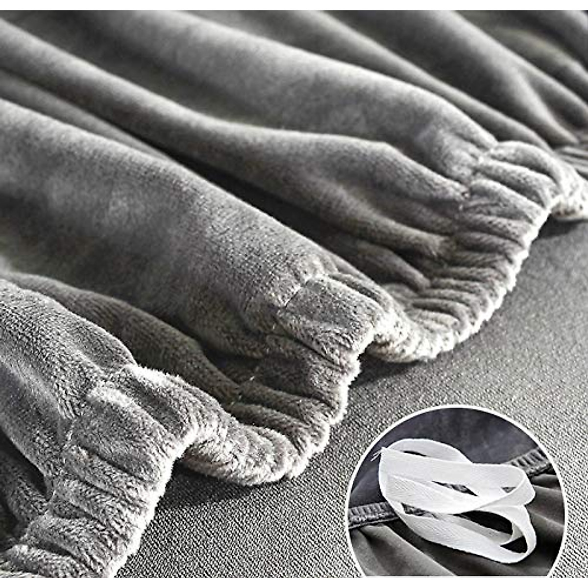 IMYOGI High Stretch Sofa Covers Velvet Sofa Cover Corner Sofa Cover Stylish Soft Durable Furniture Protector Couch Cover for 4 Cushion-4 Seater+4 Seater-Lake Blue