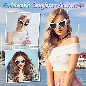 Goenb Pearl Sunglasses for Women, Pearl Glasses Vintage Love Heart Shaped Sunglasses for Women Girls Adults Dress up Party