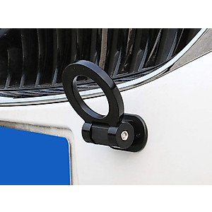 Xotic Tech JDM Track Racing Style Bumper Trailer Tow Hook Ring Decoration Sticker Universal Fit All Car Truck SUV, Black