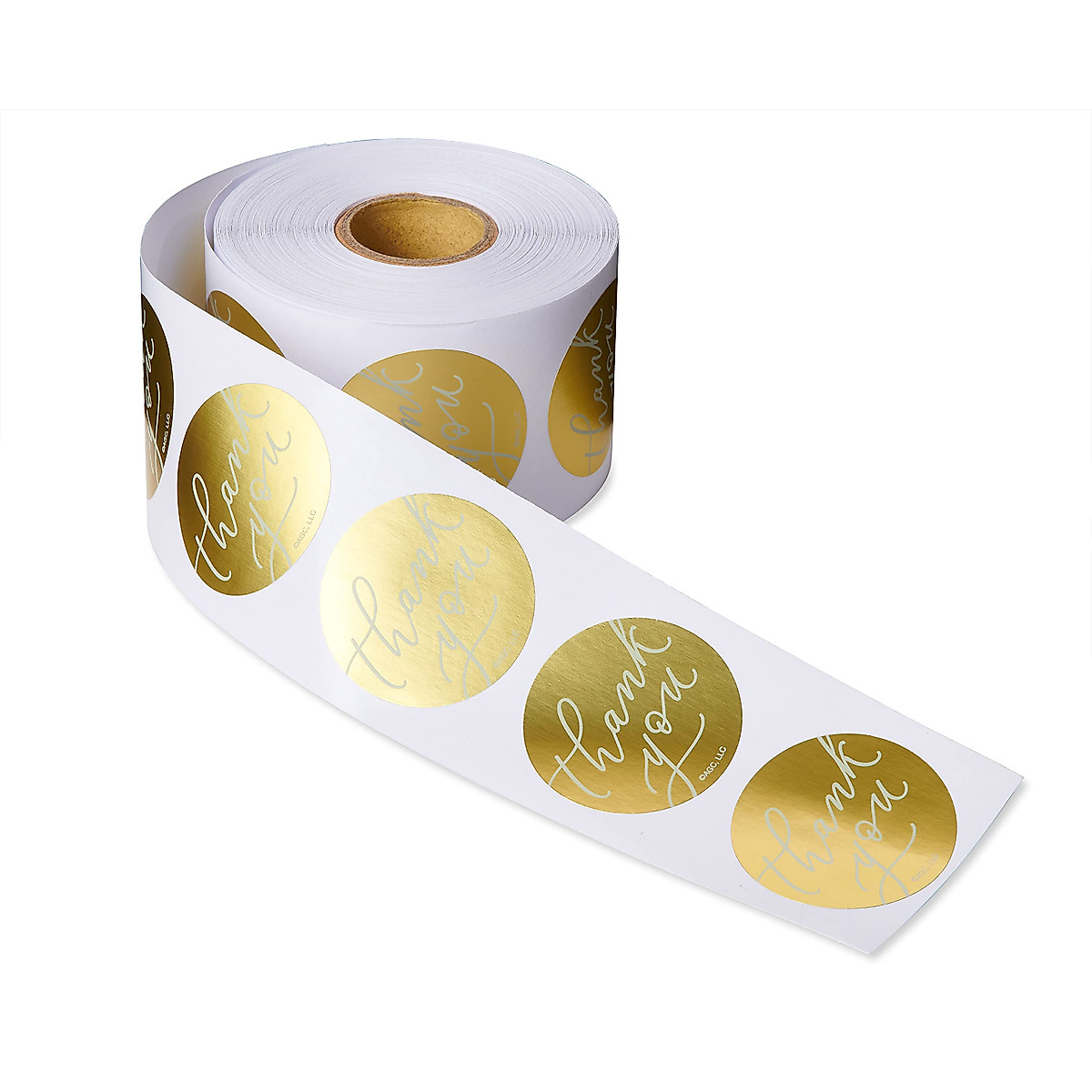 American Greetings Thank You Stickers or Seals, White Script on Gold Foil (500-Count)