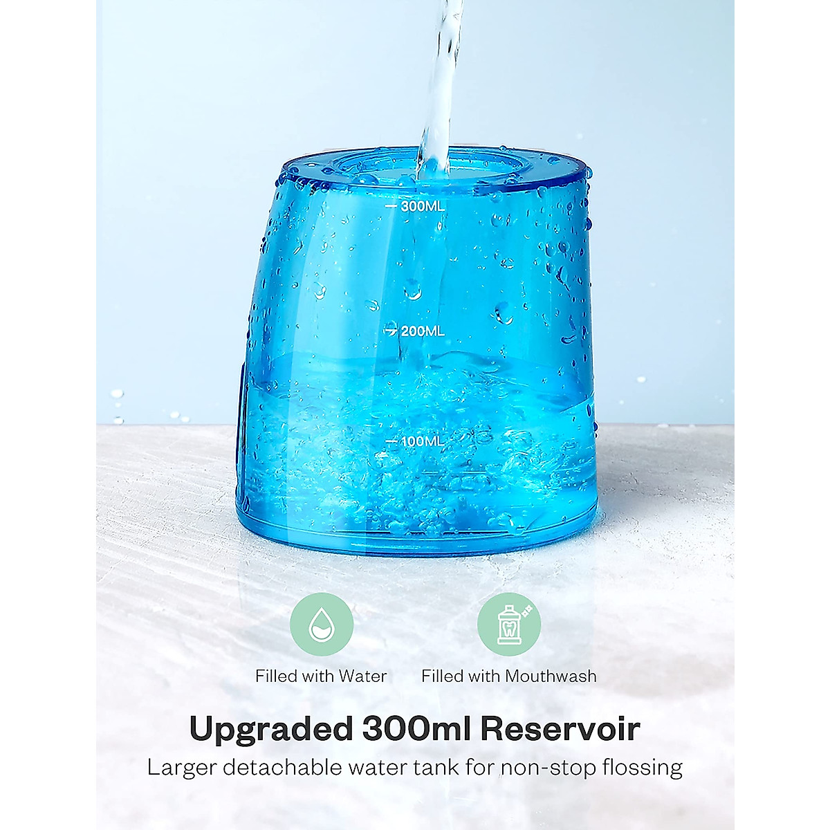 Water Flosser Cordless, Portable Teeth Cleaner with 3 Modes 4 Jets, 300ML Water Tank, IPX7 Waterproof, Powerful Cleaning, Rechargeable Dental Oral Irrigator for Travel Home Braces