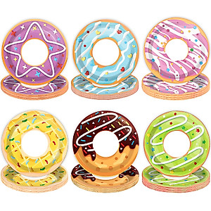 60Pcs Donut Party Paper Plates for Two Sweet Party Decoration 7in Donut Grow Up Dessert Plates Disposable Tableware Dinnerware Set for Baby Shower Girls Birthday Donut Themed Party Supplies
