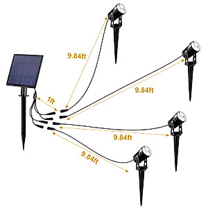 T-SUN Solar Landscape Spotlights Outdoor, Solar Powered Garden Spot Lights IP65 Waterproof Auto ON/Off Wall Lights for Lawn, Patio,Pool Area,Yard (6000K) (4 in-1)