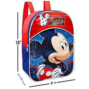 Disney Mickey Mouse Mini Backpack - Bundle with 11 Inch Mickey Backpack, Disney Look and Find Activity Cards Tin Lunch Box with 2 Disney Hidden Pictures Board Booklets