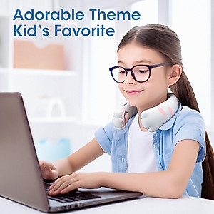 Cute Neck Fan for Kids, Teens, Women, Personal Fans Blow Cold Air for Girls Boys 4-14, Battery Rechargeable,Ultra Quiet Bladeless Turbo, 3 Speeds Portable Fan Hand Free, White