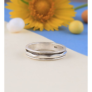 Solid 925 Sterling Silver Spinning Ring Thin Band Spinner (10)