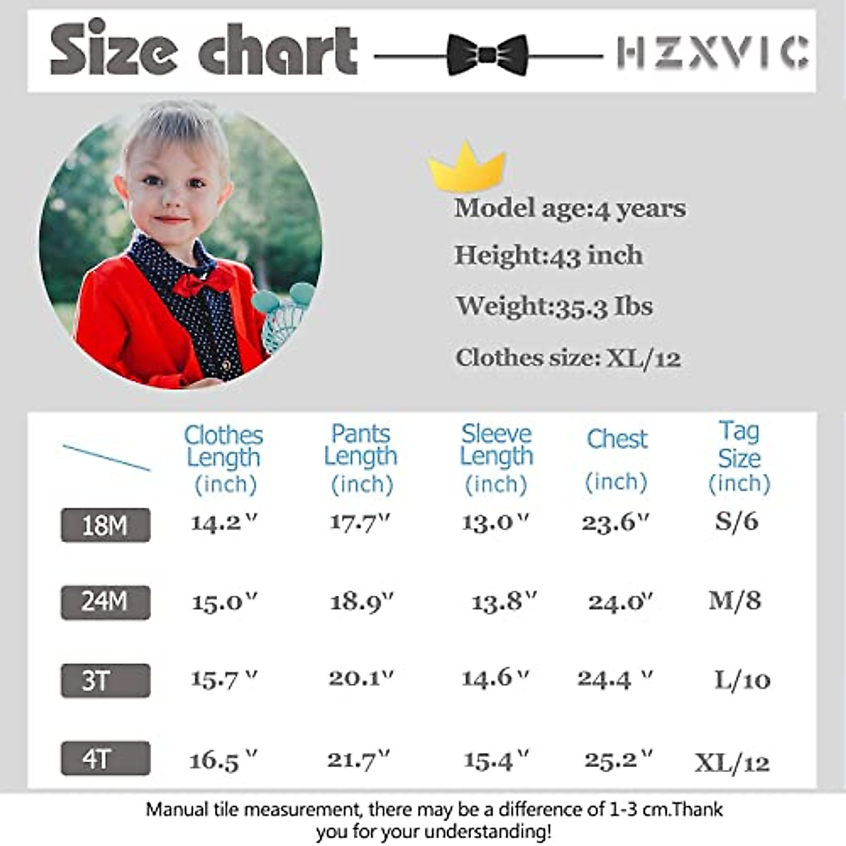 HZXVic Toddler Boy Gentleman Outfits Suit,Baby Tuxedo Dress Shirt with Bowtie + Pants Clothes Sets (Red, 18M)