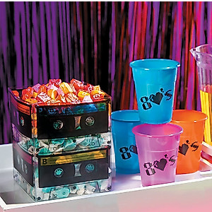 Cassette Tape Bucket Centerpiece (4 Pack) 80s Party Supplies, 90's Theme Birthday Party Decoration Cassette Tape Table Decor, Retro Hip Hop Pop Music Culture Party for Adults & Kids by 4E's Novelty