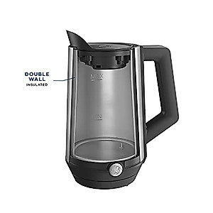 GE Electric Kettle | 6 Cup Capacity | Digital Temperature Control | Boils Water for Tea, Coffee in Minutes | Countertop Kitchen Essentials | 1500 Watts | Stainless Steel