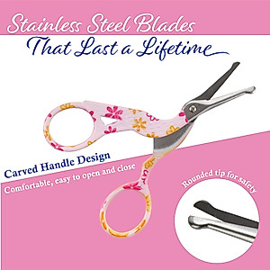 JubileeYarn Rounded Embroidery Craft Stainless Steel Stork Scissors - Small Pink - 1 Pair
