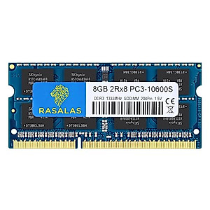 Rasalas 8GB DDR3 PC3-10600S DDR3 1333MHz 1.5V CL9 Ram 2RX8 PC3 204 Pin SODIMM Laptop Notebook Computer Memory Ram Module Chips