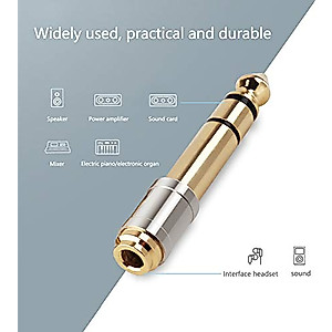 PASOW 1/4'' Male to 1/8'' Female Stereo Headphone Adapter 6.35mm to 3.5mm Audio Adapter Pure Copper for Headphone, Amplifier, Guitar, 2 Pack