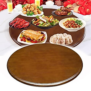 MAGILL Wooden Lazy Susan Turntable for Dining Table Swivel Serving Plate, Oversized Tabletop Rotating Tray 28in 32in 36in Round Solid Wood Tray，Dark (Color : Walnut, Size : 24in/60cm)