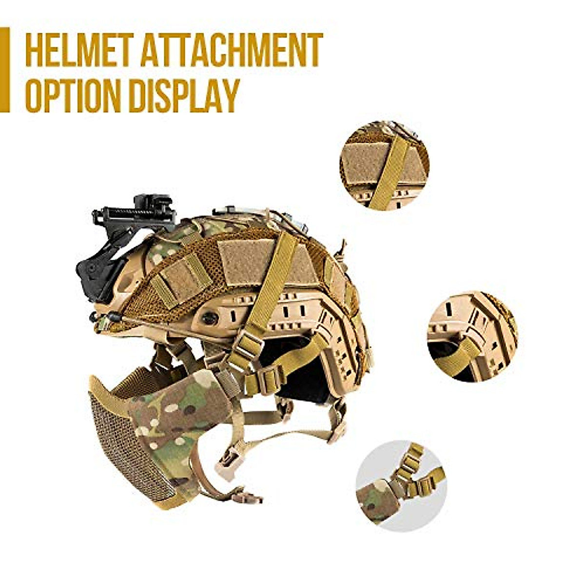 OneTigris 6" Foldable Half Face Mesh Mask Military Style Comfortable Adjustable Tactical Lower Face Protective Mask (Multicam)
