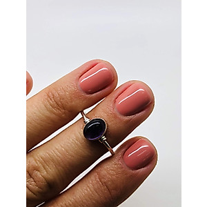 Koral Jewelry Amethyst Vintage Gipsy Delicate Ring 925 Sterling Silver Oval Stone Boho Chic (9)