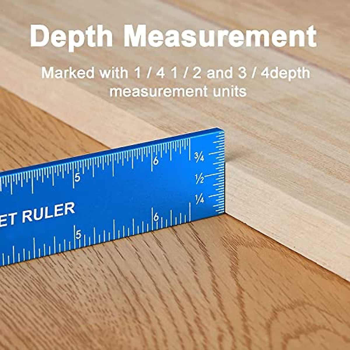 TOURACE Aluminum Woodworking Rulers with Slide Stop (3 Pcs) Precision Pocket Ruler Metal T Track Ruler, Square Ruler Inch and Metric Marking Measuring Scribing Ruler