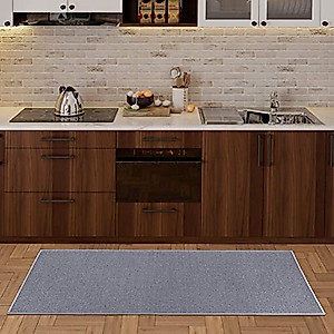 Machine Washable Modern Solid Design Non-Slip Rubberback 2x6 Traditional Runner Rug for Hallway, Kitchen, Bedroom, Living Room, 2'2" x 6', Gray