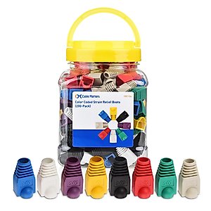 Cable Matters 8-Color 200-Pack Cat6 / Cat5e RJ45 Strain Relief Boots, RJ45 Boot, Cat6 Boot, CAT6 Ethernet Boots, Fits 6.4mm (0.25 in) Ethernet Cables