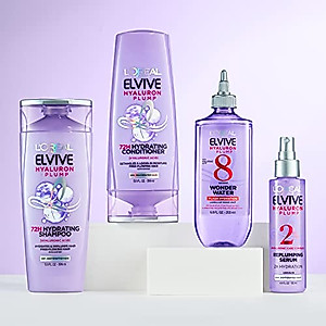 L'Oreal Paris Elvive Hyaluron Plump Hydrating Conditioner for Dehydrated, Dry Hair Infused with Hyaluronic Acid Care Complex, Paraben-Free, 12.6 Fl Oz