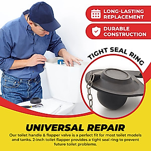 Qualihome Front Mount Chrome Toilet Handle Replacement Kit with 2 Inch Universal Toilet Flapper Replacement Kit and Stainless Steel Toilet Flapper Chain