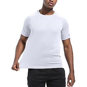Men's Pack of 1 Workout Running Shirts, Dry Fit Moisture Wicking T-Shirts, Sports Gym Athletic Short Sleeve Shirts White S